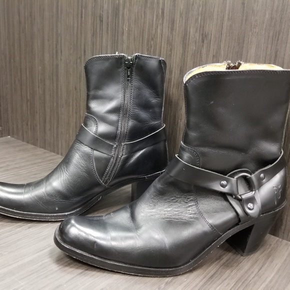 Frye | Shoes | 8b Womens Frye Black Leather Harness Short Boots | Poshmark